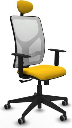 Piqueras y Crespo Arbeitsstuhl mit 1D-Armlehnen, h&ouml;henverstellbarer Lendenwirbelst&uuml;tze und festem Kopfteil, ausgestattet mit Sincro 3-Positionen und Schneideschaum, Wei