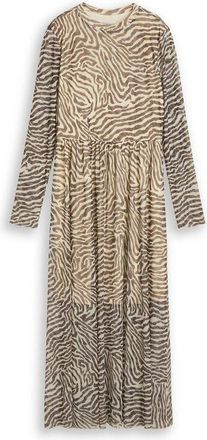 Tom Tailor Sommerkleid Kleider & Jumpsuits Fitted Mesh Midi-Kleid mit Animal-Print