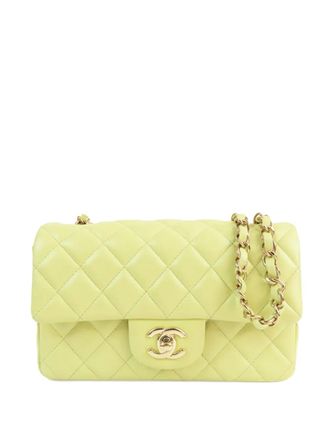 Chanel mini sac &agrave; bandouli&egrave;re Single Flap (2021-2025) - Vert