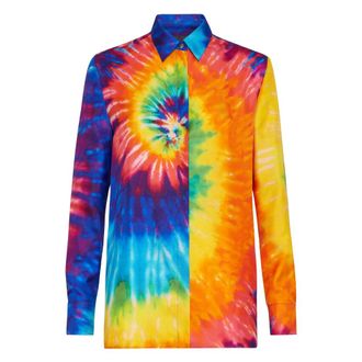 Philipp Plein Femme, Blouses et Chemises, Multicolore, Taille: 42 FR Chemise en soie imprim&eacute;e Tie-Dye