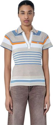 Lacoste Femme, Tops, Multicolore, Taille: 38 FR Polo ray&eacute; en piqu&eacute; coupe slim