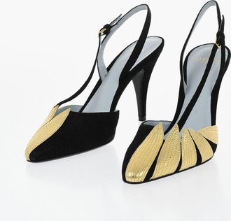 Valentino Suede Slingbacks with Lam&eacute; Leather Details 9cm Valentino