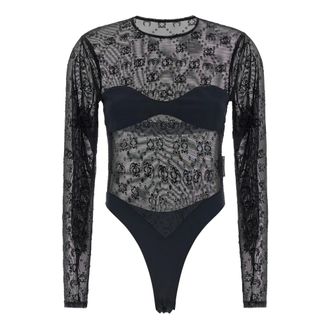 Marine Serre Femme, Tops, Noir, Taille: 38 FR Moonogram Body &agrave; manches longues