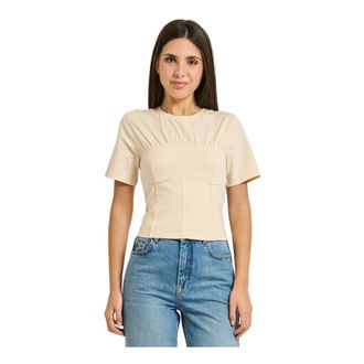 Patrizia Pepe Femme, Tops, Beige, Taille: 40 FR Cotton Bustier T-Shirt