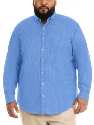 Van Heusen Chemise boutonn&eacute;e &agrave; Manches Longues Infroissable pour Homme, Bleu Riviera, 4XL Haut