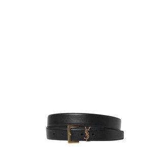 Saint Laurent Logo Lederg&uuml;rtel - - Accessories - Herren - Schwarzk - 80 CM