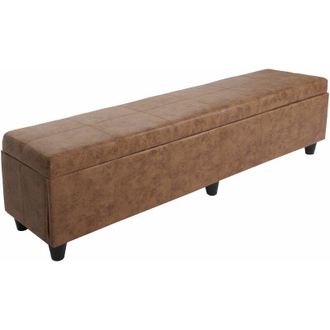 Hhg Neuwertig] Aufbewahrungs-Truhe Sitzbank Bank Kriens xxl, Stoff/Textil, 180x45x45cm Wildlederimitat