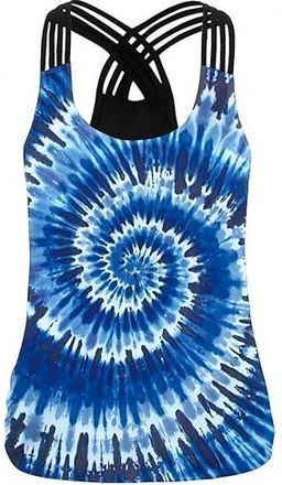 Ocean Plus Femmes Été Casual sans Manches Débardeur O-Neck Stretch Sport Top Mignon Racerback Yoga Workout Été Chemises(XL (EU 38-40), Vertèbre Bleu Profond)