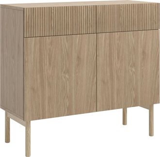 Selsey Kommode Aufbewahrungsschrank 2 T&uuml;ren 2 Schubladen Schrank Schubladenschrank Push to Open 100 cm Nolie Eiche Ge&ouml;lt