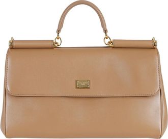 Dolce & Gabbana Femme, Sacs, Brun, Taille: ONE Size My Sicily Medium Calfskin Leather Plong&eacute;