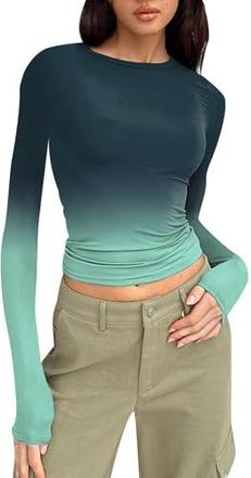 Generic T-shirt d&eacute;t&eacute; &agrave; manches courtes d&eacute;contract&eacute; pour femme - T-shirt de sport - T-shirt d&eacute;t&eacute; d&eacute;contract&eacute; - Pour adolescentes et filles, vert, XS