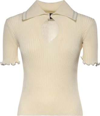 Pinko Pinko, Femme, Tops, Beige, Taille: 40 FR Polo c&ocirc;tel&eacute;