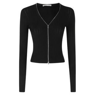 Alexander Wang V-Ausschnitt Pointelle Cardigan - - Knitwear - Damen - Schwarzk - XS