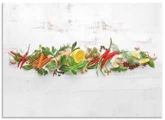 Artland ARTland Spritzschutz Küchenrückwand aus Alu für Küche Herd Spüle Motiv 70x50 cm (BxH) Ernährung & Genuss Lebensmittel Gewürz Fotografie Weiß Kräuter u