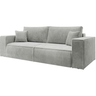 Selsey Selsey FARESE - Sofa mit Schlaffunktion, Stauraum und Cordbezug, Hellgrau