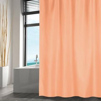 MSV Duschvorhang aus Polyester 180x200cm Pfirsich, Elegant und Praktisch f&uuml;r Ihr Badezimmer, Wasserabweisend und Pflegeleicht f&uuml;r einen modernen Stil