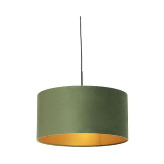 QAZQA Combi - Suspension avec Abat-Jour - 1 lumière - ø 500 mm - Vert - Rustique - éclairage intérieur - Salon i Chambre i Cuisine i Salle à manger - Qazqa