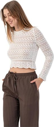 Kocca Femme, Pulls, Blanc, Taille: 40 FR Maglia crop lavorazione a traforo