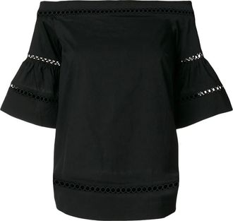 Michael Kors Femme, Blouses et Chemises, Noir, Taille: 36 FR Embroidered Off-Shoulder Top