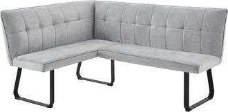 Byliving Eckbank TALEA/Webstoffbezug in hellgrau, Gestell in schwarz/Gro&szlig;e Eckbank L-Form, Langer Schenkel rechts, komfortable Nosaqfederung/Sitzbank/Essbank/M