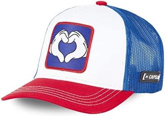 Capslab Mickey Mouse Disney Hands Heart White Red Blue Trucker Cap - One-Size