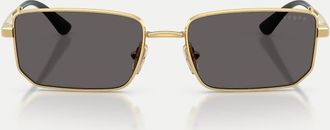 Vogue Unregelm&auml;&szlig;ig geformte Sonnenbrille in Goldoptik mit braunen Gl&auml;sern