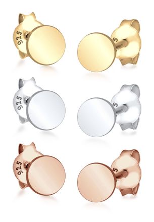 Elli Ohrringe Damen 3er-Set Kreis Basic Tri-Color in 925 Sterling Silber