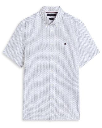 Tommy Hilfiger Kurzarmhemd aus Baumwolle und Leinen mit Print, Regular Fit in