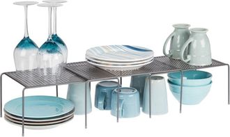 mDesign Küchenregal (3 Stück) - Praktisches Abtropfgestell aus Metall für mehr Stauraum - ausziehbares Küchenregal - Grau