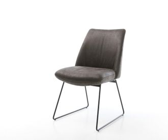 DELIFE Esszimmerstuhl Elso-Flex Mikrofaser Anthrazit Vintage Kufengestell Schwarz Taschenfederkern, Esszimmerst&uuml;hle