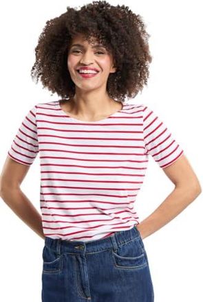 Armor Lux Femme Marinière Hoedic Héritage Femme T shirt, Multicolore (320 Blanc/Braise 320), 40 EU