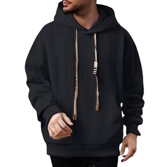 Generic Sweat &agrave; capuche blanc surdimensionn&eacute; pour homme 2026 | Design c&ocirc;tel&eacute; en tricot | Coupe d&eacute;contract&eacute;e | Qualit&eacute; sup&eacute;rieure | Sweat &agrave; capuche confortable