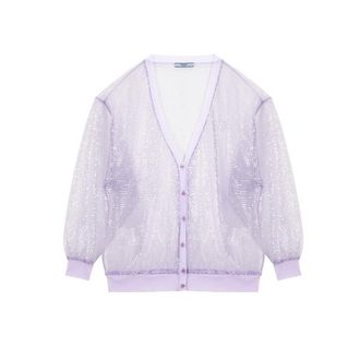 Prada Strickjacke mit Pailletten in Lila