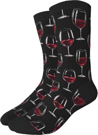 Generic Vin Rouge Chaussettes Mi-Mollet Respirantes Chaussette Homme Unisex Chaussettes Drole Pour Quotidien Bureau Entra&icirc;nements 40Cm