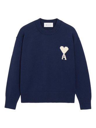 Ami pull &agrave; d&eacute;tail de logo - Bleu