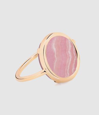 Ginette NY Bague Baby Disc Rhodochrosite Or Rose