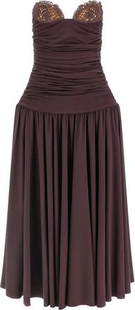 Magda Butrym Robe midi sans manches &agrave; &eacute;paules d&eacute;nud&eacute;es - Femme - Robes - Brun - Taille: 38 FR