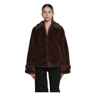 Vicolo Femme, Vestes, Brun, Taille: 42 FR Bomber Faux Fur Jacket