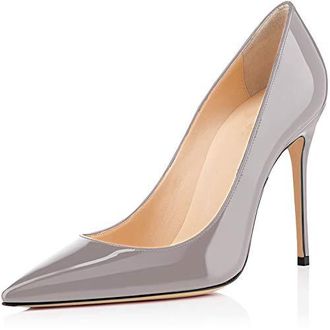 elashe Escarpins Femme - 10cm Sexy Talon Aiguille - Stiletto Soir Fête Chaussures Gris EU37