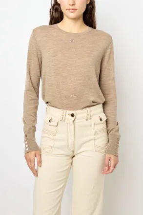 Gerard Darel Pull en laine fine &agrave; col rond - JADE - Beige ros&eacute;