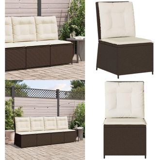 vidaXL Gartensessel mit Liegefunktion und Kissen Braun Poly Rattan - Gartensessel - Liegeplatz