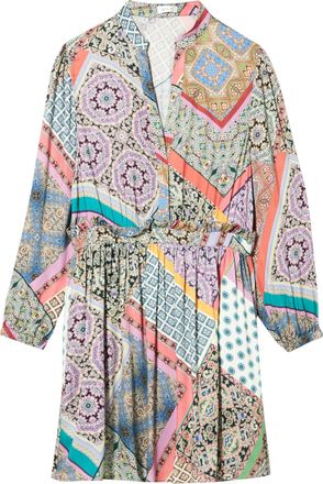 Replay Damen Kleid Langarm All Over Print, Black/Multicolor 010 (Mehrfarbig), S