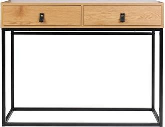 The Home Deco Factory HD6623 Abbott Schreibtisch, Holz und Metall, Konsole, Möbel, für Eingangsbereich, Natur, Schwarz, 100 x 35 x 80,5 cm