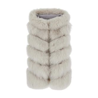 Suprema gilet en fausse fourrure blanche &agrave; col montant et fermeture &eacute;clair sur le devant pour femme - Femme - Vestes - Blanc - Taille: 38 FR