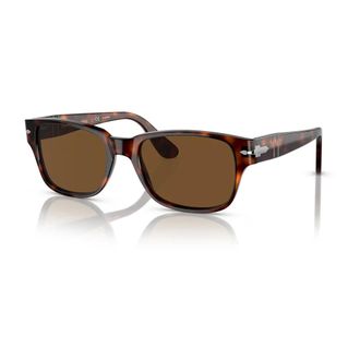 Persol unisex, Accessoires, Brun, Taille: 55 MM Lunettes de Soleil Rectangulaires Audacieuses Polaroid Marron