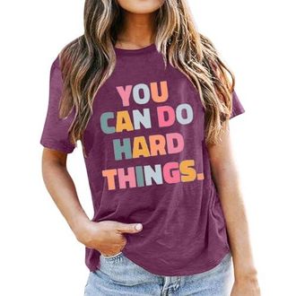 Generic T-shirt ample &laquo; You Can Do Hard Things &raquo; pour femmes, t-shirt ample pour sortir, t-shirt graphique d&eacute;contract&eacute;, tendance, enseignant, printemps 2025, 