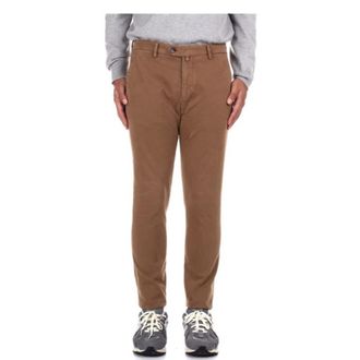 BRIGLIA 1949 Braune Slim Fit Hose mit Rei&szlig;verschluss - - Trousers - Herren - Braun - L