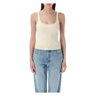 Marine Serre Femme, Tops, Beige, Taille: 40 FR Moon Jacquard Knit Top