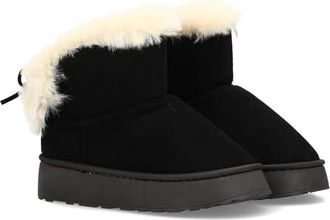 Shoes & Blues Bottines dhiver avec ext&eacute;rieur molletonn&eacute; et d&eacute;tail moufl&eacute;, semelle plateforme antid&eacute;rapante, id&eacute;ale pour femme., Noir, 37 EU