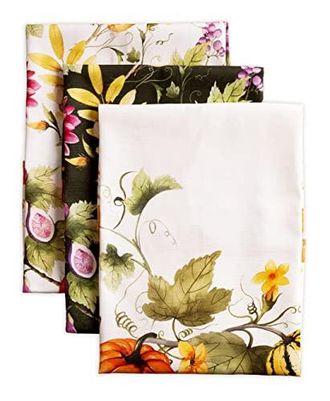 Maison d'Hermine Lot de 3 torchons de cuisine 100 % coton, r&eacute;utilisables, absorbants, avec boucle de suspension pour cuisine, salle &agrave; manger, cocktails, f&ecirc;tes (jardin 